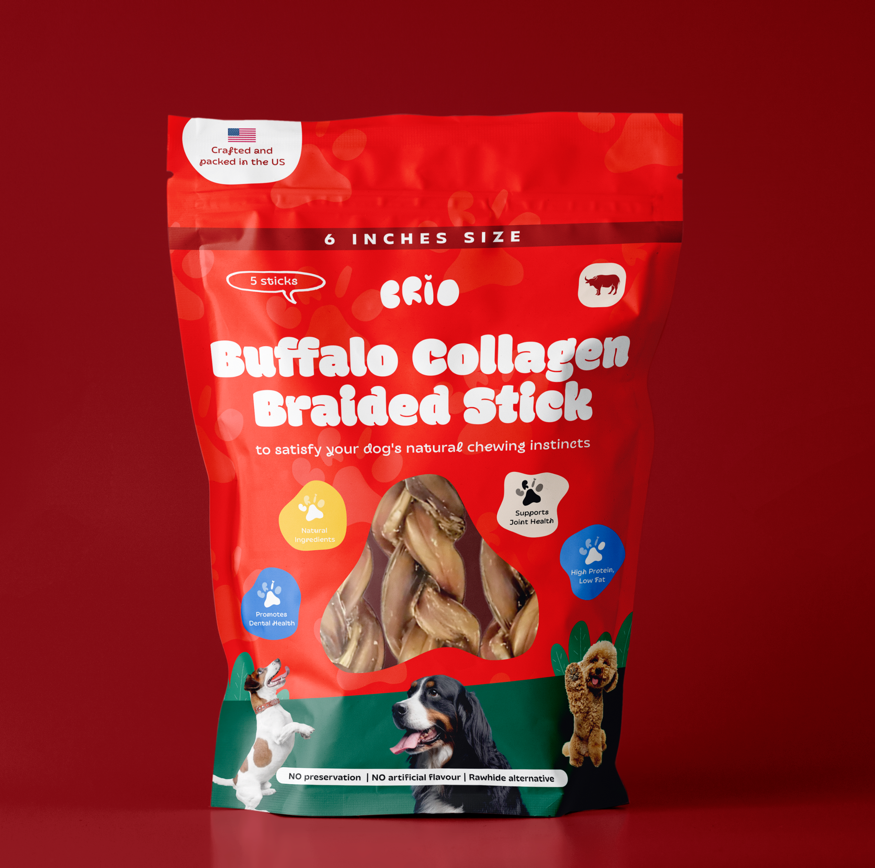Buffalo Collagen Braided Stick – Brio Treats